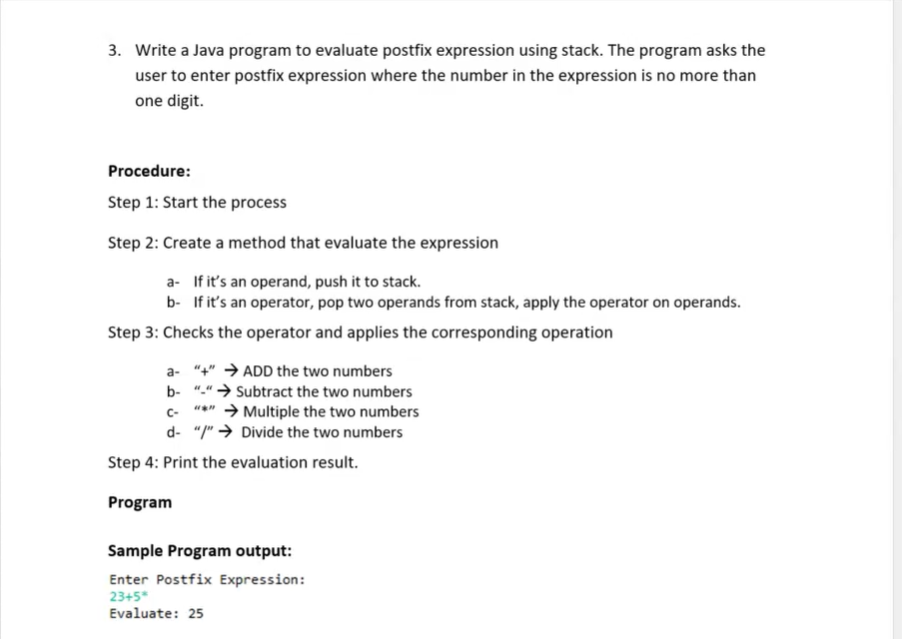 Solved Write a Java program to evaluate postfix expression | Chegg.com Solved Write a Java program to evaluate postfix expression | Chegg.com