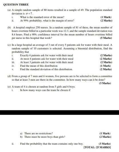 Solved QUESTION THREE (a) A simple random sample of 80 items | Chegg.com