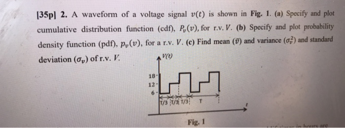 Solved (35p) 2. A waveform of a voltage signal v(t) is shown | Chegg.com