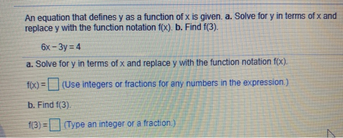 Solved An equation that defines y as a function of x is | Chegg.com