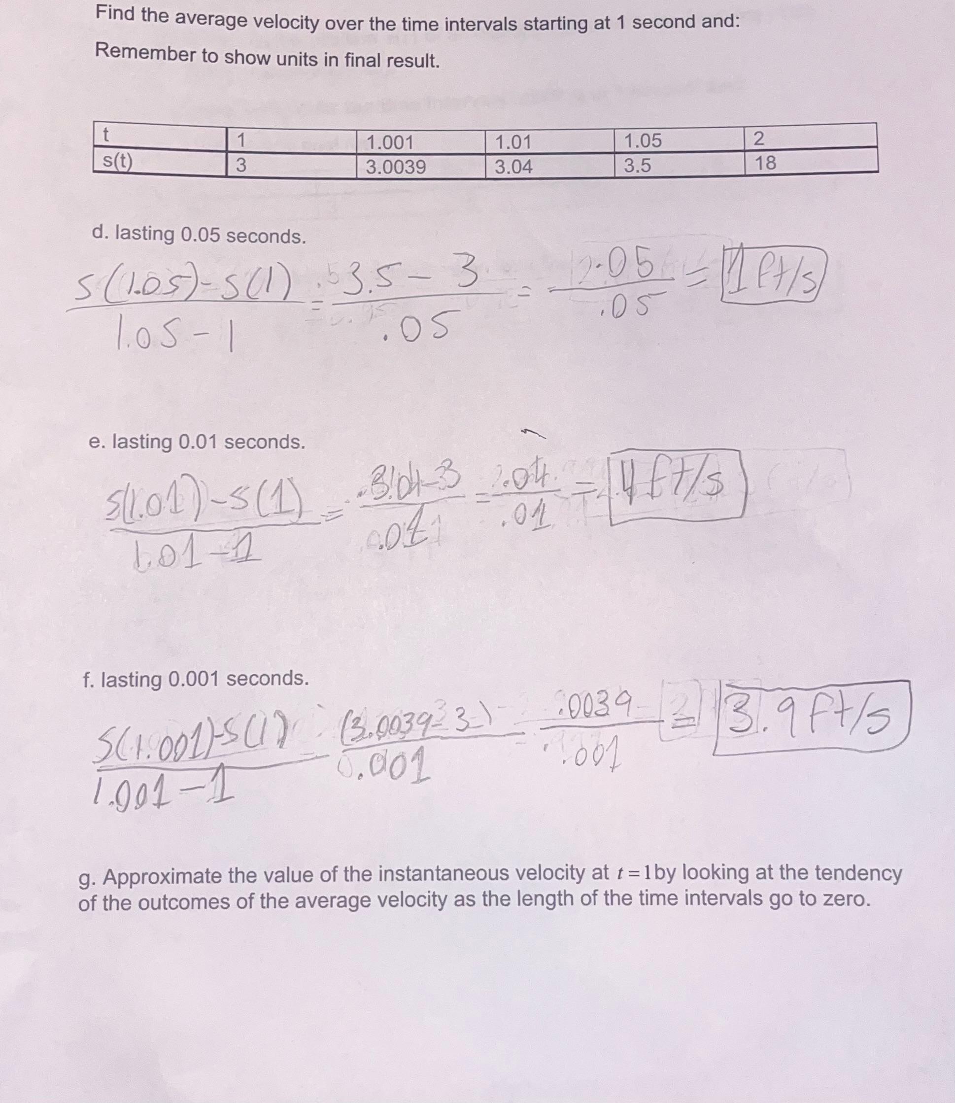 Solved Find the average velocity over the time intervals | Chegg.com