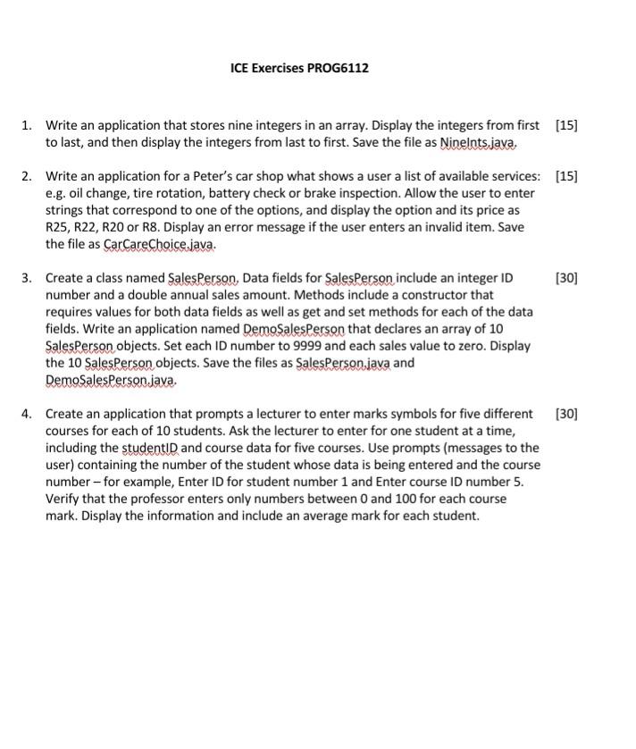Solved 1. Write an application that stores nine integers in | Chegg.com