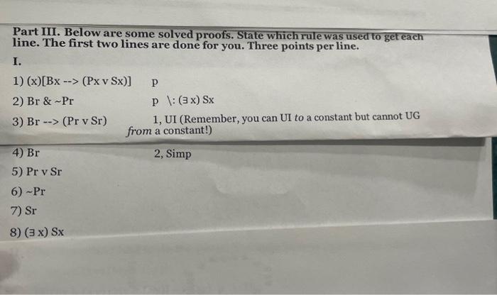 Solved Below are some solved proofs. State which rule was | Chegg.com