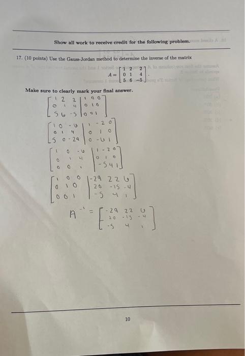 Solved Show all work to receive credit for the following | Chegg.com