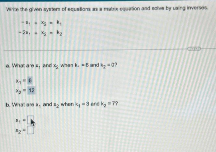 Solved Write the given system of equations as a matrix | Chegg.com