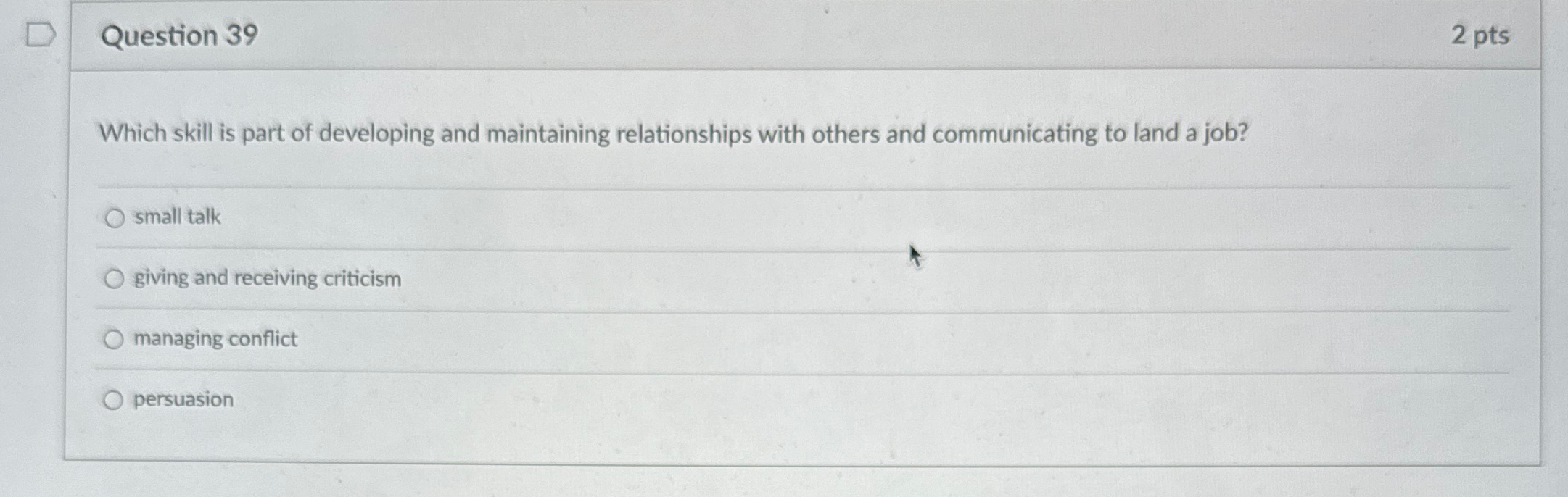 Solved Question 392 ﻿ptsWhich skill is part of developing | Chegg.com