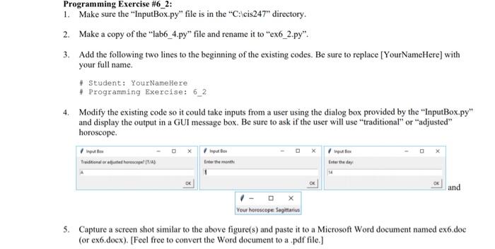 Programming Exercise #6_2: 1. Make sure the | Chegg.com