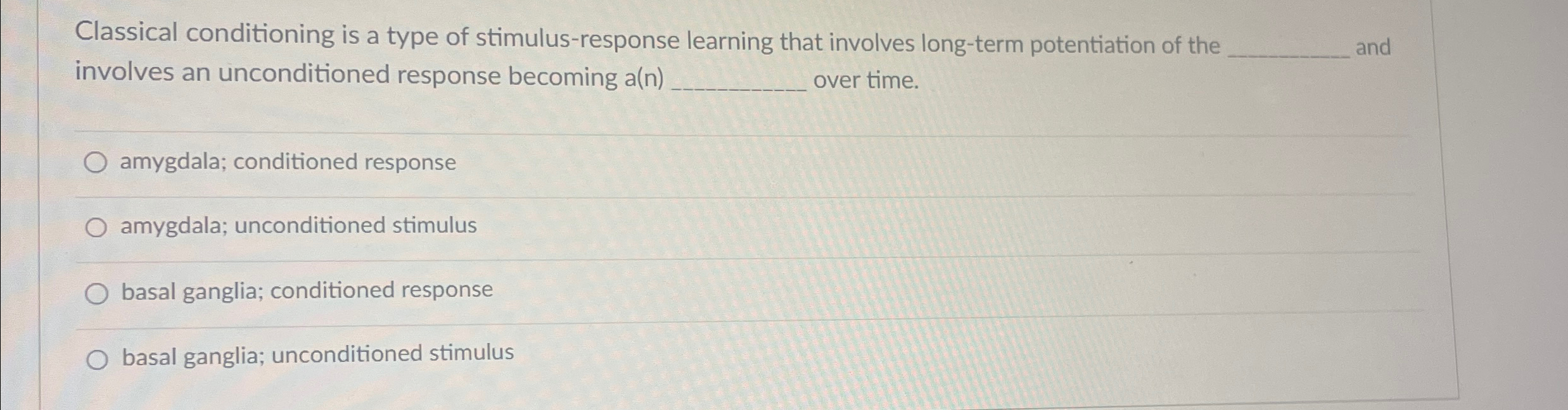 Solved Classical conditioning is a type of stimulus-response | Chegg.com