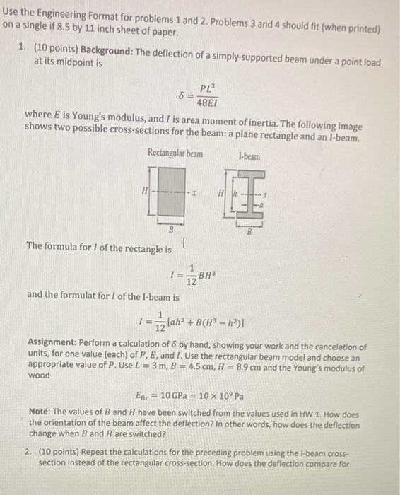 Solved Use the Engineering Format for problems 1 and 2. | Chegg.com