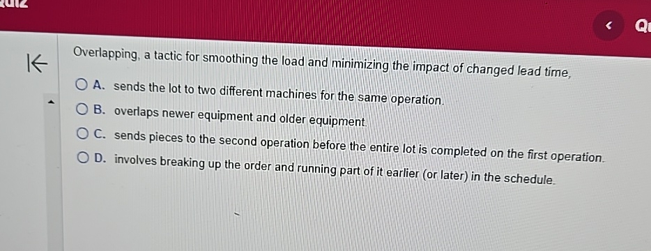 Solved Overlapping, a tactic for smoothing the load and | Chegg.com