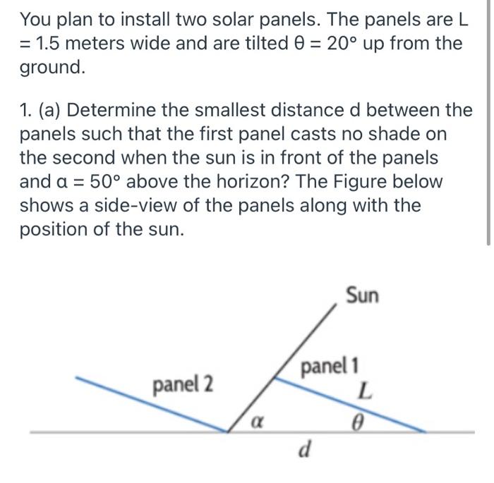 Solved You plan to install two solar panels. The panels are | Chegg.com
