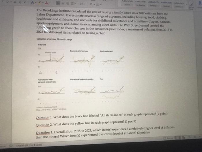 Solved The Brookings Institute calculated the cost of | Chegg.com