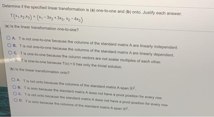 Solved Determine if the specified linear transformation is | Chegg.com