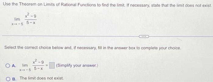 Solved Use the Theorem on Limits of Rational Functions to | Chegg.com