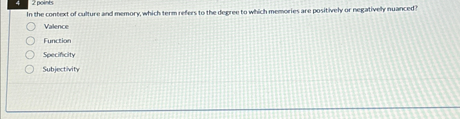 Solved 42 ﻿pointsIn the context of culture and memory, which | Chegg.com