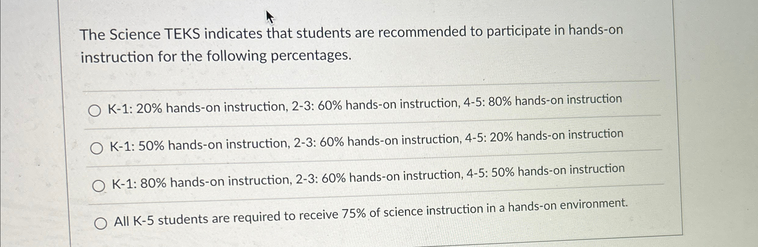 Solved The Science TEKS indicates that students are | Chegg.com