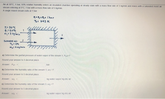 Solved Air at 30°C, 1 bar, 50% relative humidity enters an | Chegg.com