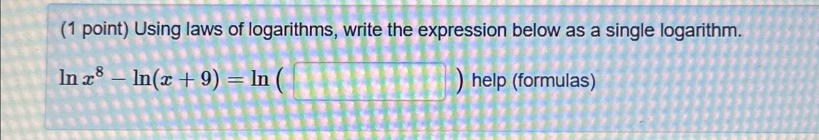 Solved (1 ﻿point) ﻿Using laws of logarithms, write the | Chegg.com