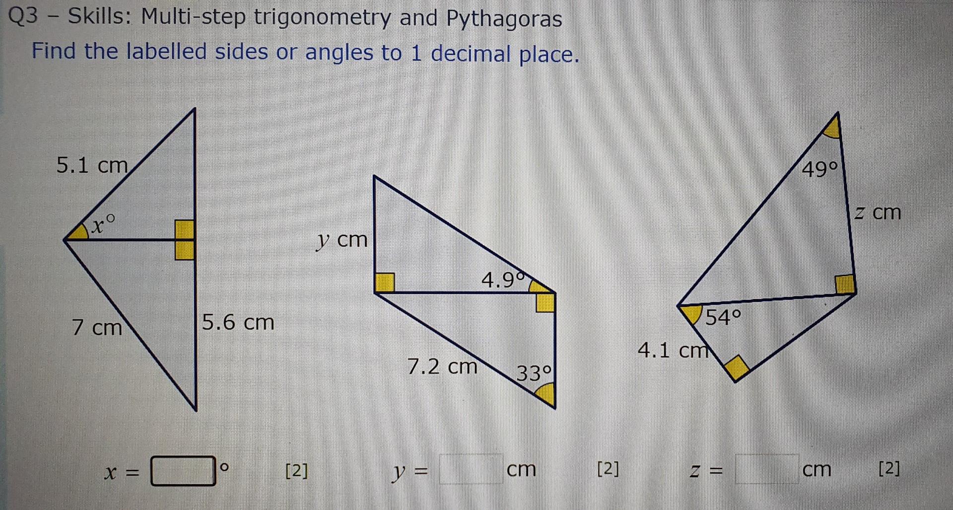 Solved Q3 - Skills: Multi-step trigonometry and Pythagoras | Chegg.com