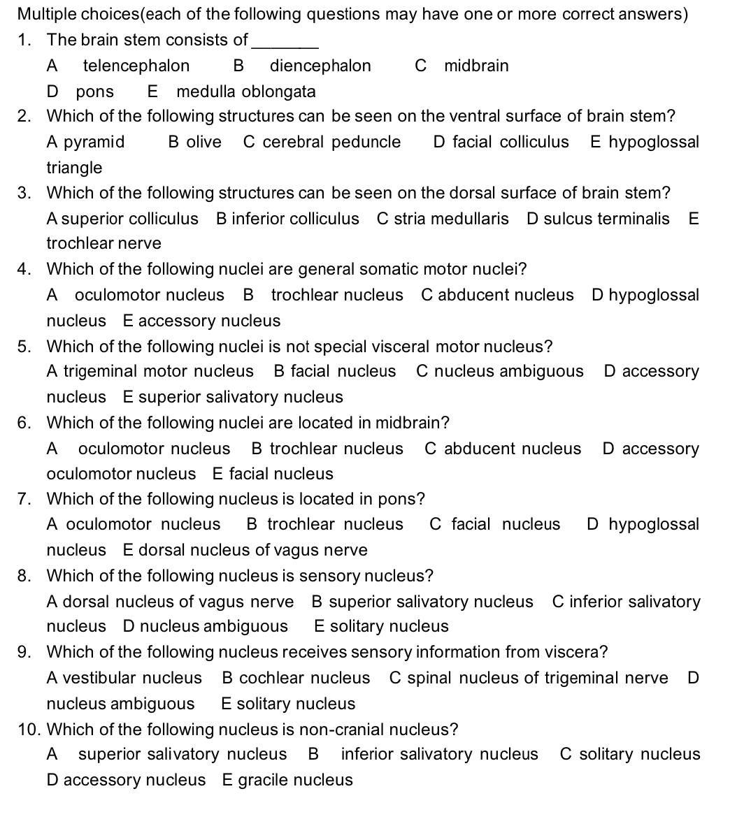 Solved Multiple choices(each of the following questions may | Chegg.com
