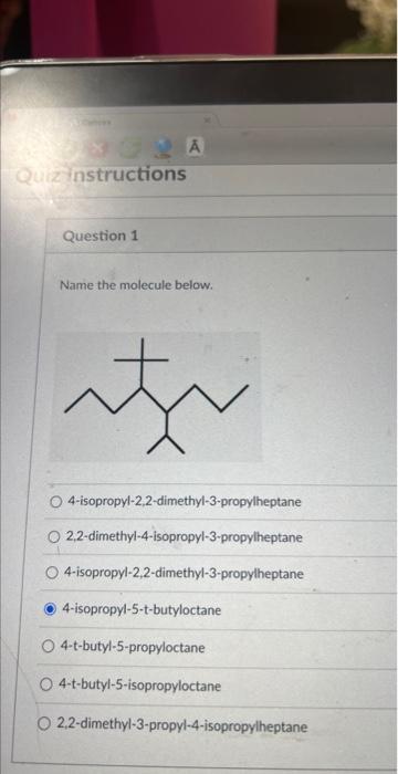 Solved Name the molecule below. | Chegg.com