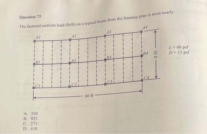 Solved Question 73 Th A. 350 B. 923 C. 275 D. 410 | Chegg.com