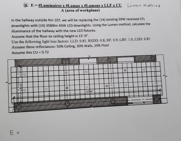 Lumen Method B. E = #Luminaires x #Lamps x #Lumens x | Chegg.com