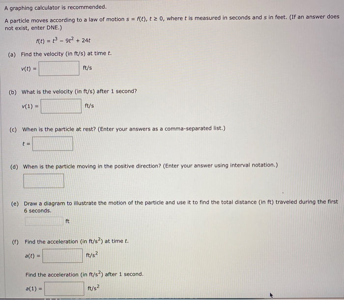 Solved A graphing calculator is recommended. A particle | Chegg.com