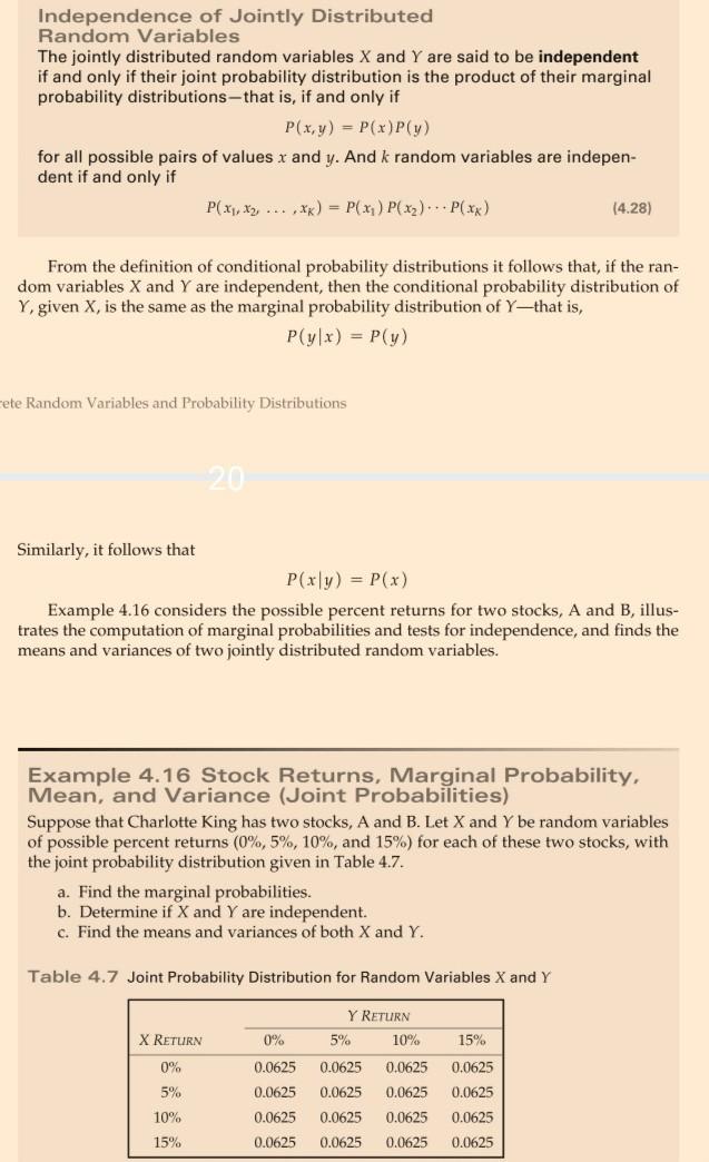 Solved Independence of Jointly Distributed Random Variables | Chegg.com