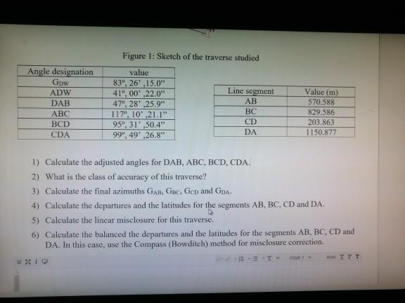 Solved Exercise: Traverse computations (30 points) Consider | Chegg.com