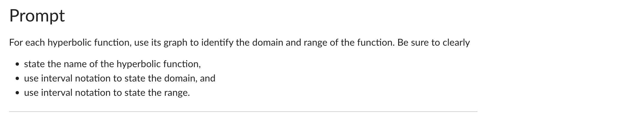 Solved PromptFor each hyperbolic function, use its graph to | Chegg.com