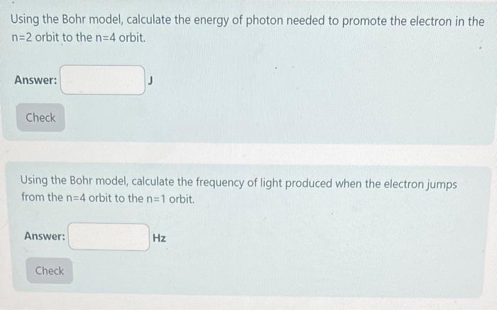 Solved Using the Bohr model, calculate the energy of photon | Chegg.com