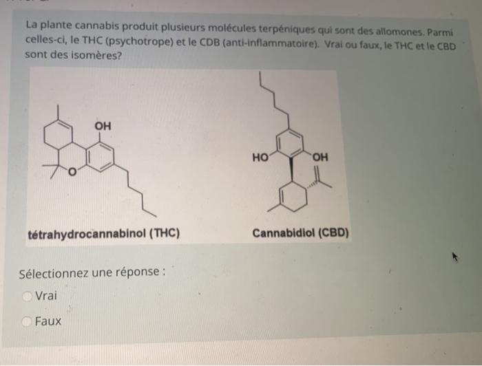 Solved La plante cannabis produit plusieurs molécules | Chegg.com