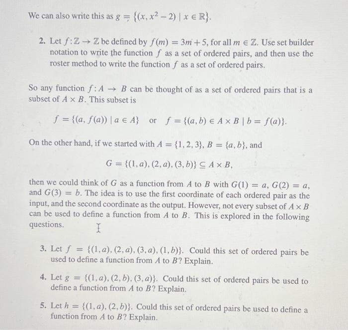 Solved Beginning Activity 1 (Functions and Sets of Ordered | Chegg.com