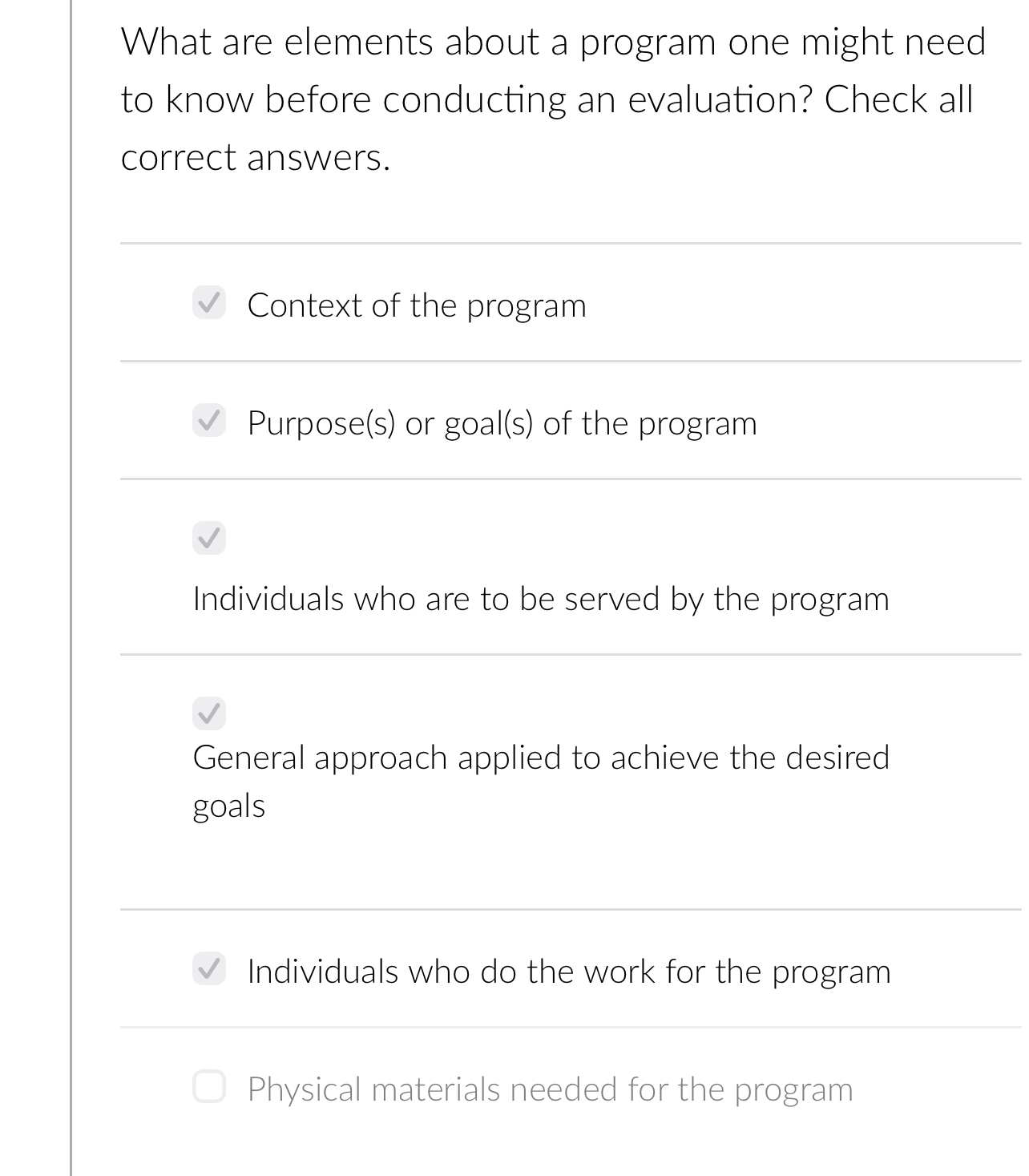Solved What are elements about a program one might need to | Chegg.com