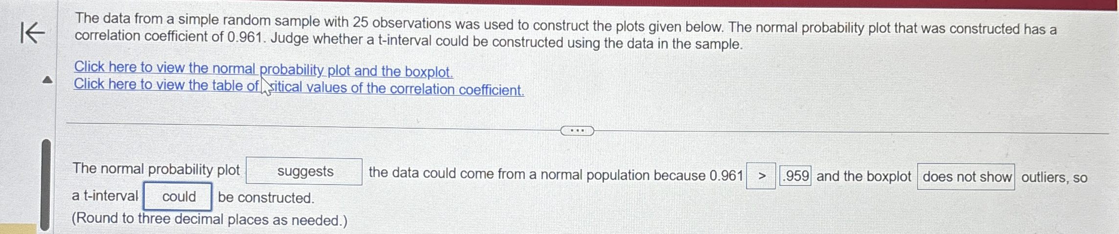 Solved The data from a simple random sample with 25 | Chegg.com