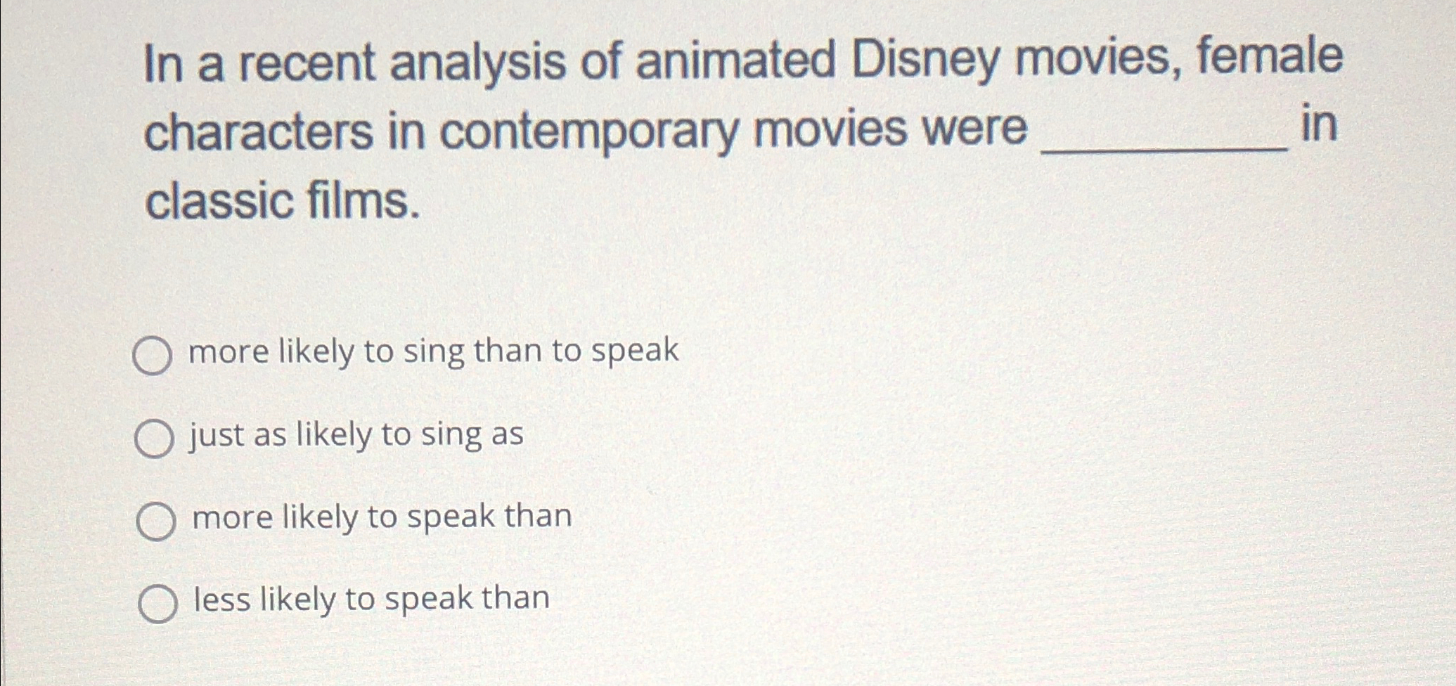 Solved In a recent analysis of animated Disney movies, | Chegg.com