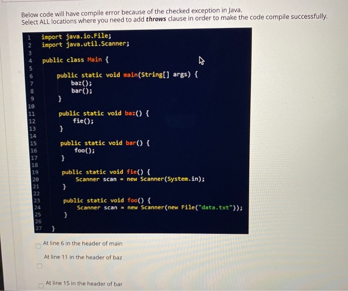 Solved Below code will have compile error because of the | Chegg.com