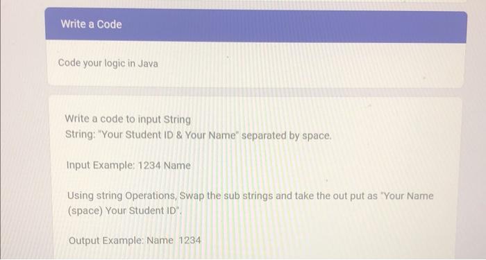 Solved Write a code to input String String: "Your Student ID | Chegg.com