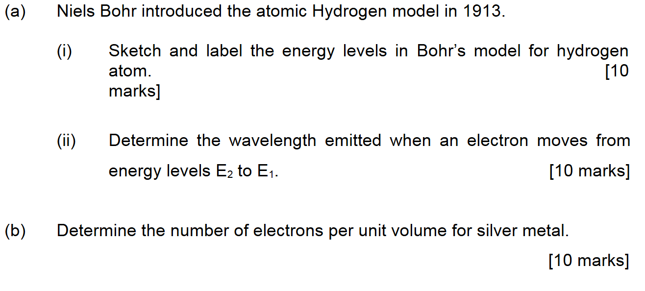 Solved (a) ﻿Niels Bohr introduced the atomic Hydrogen model | Chegg.com