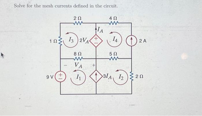 Solved Solve for the mesh currents defined in the circuit. | Chegg.com