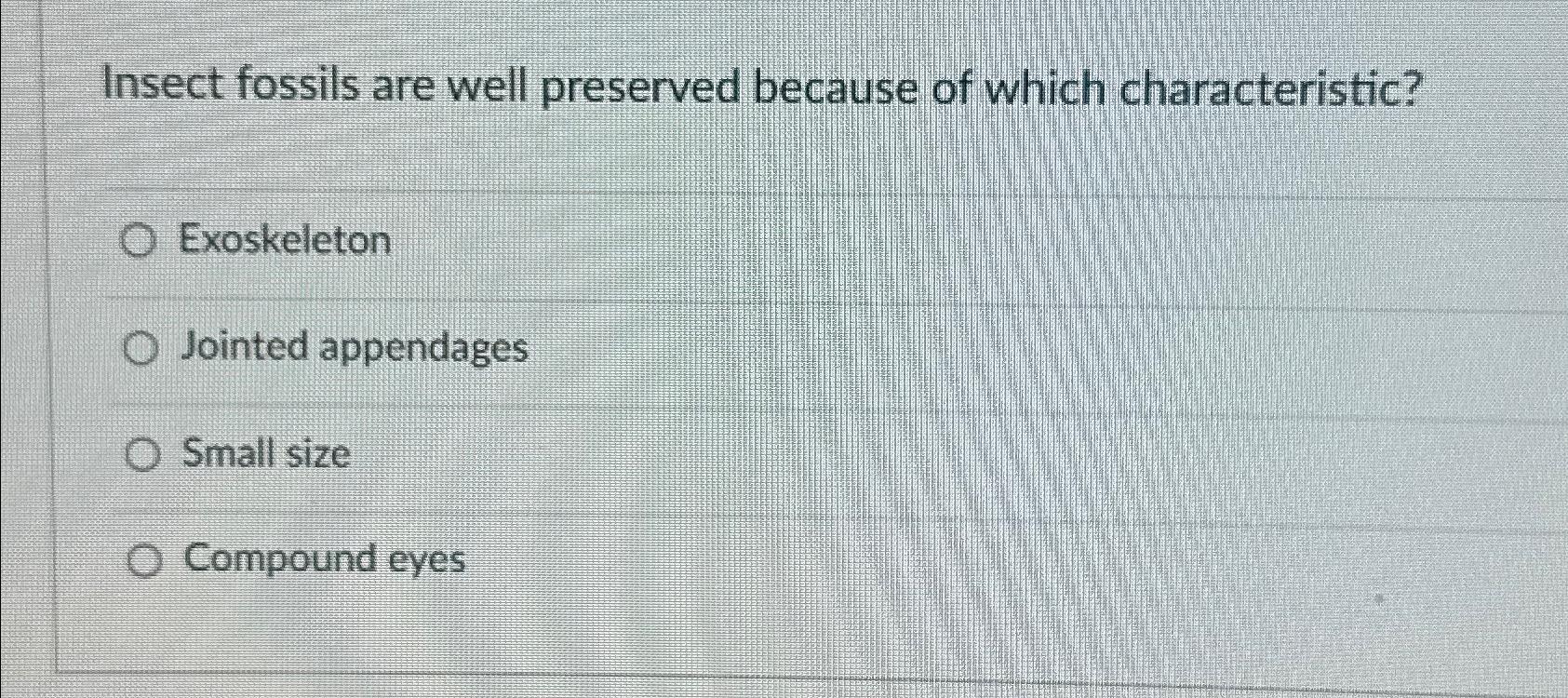 Solved Insect fossils are well preserved because of which | Chegg.com