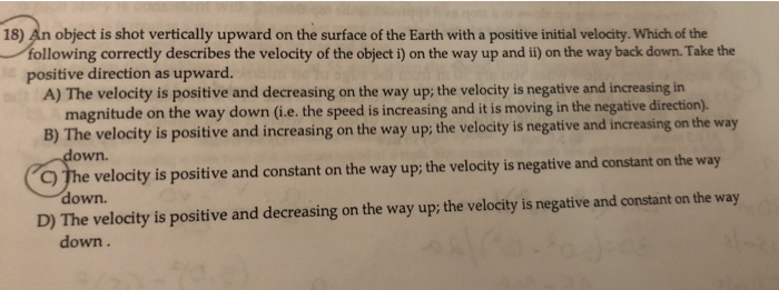 Solved 18) An object is shot vertically upward on the | Chegg.com