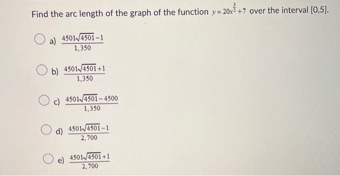 Solved Find the arc length of the graph of the function | Chegg.com