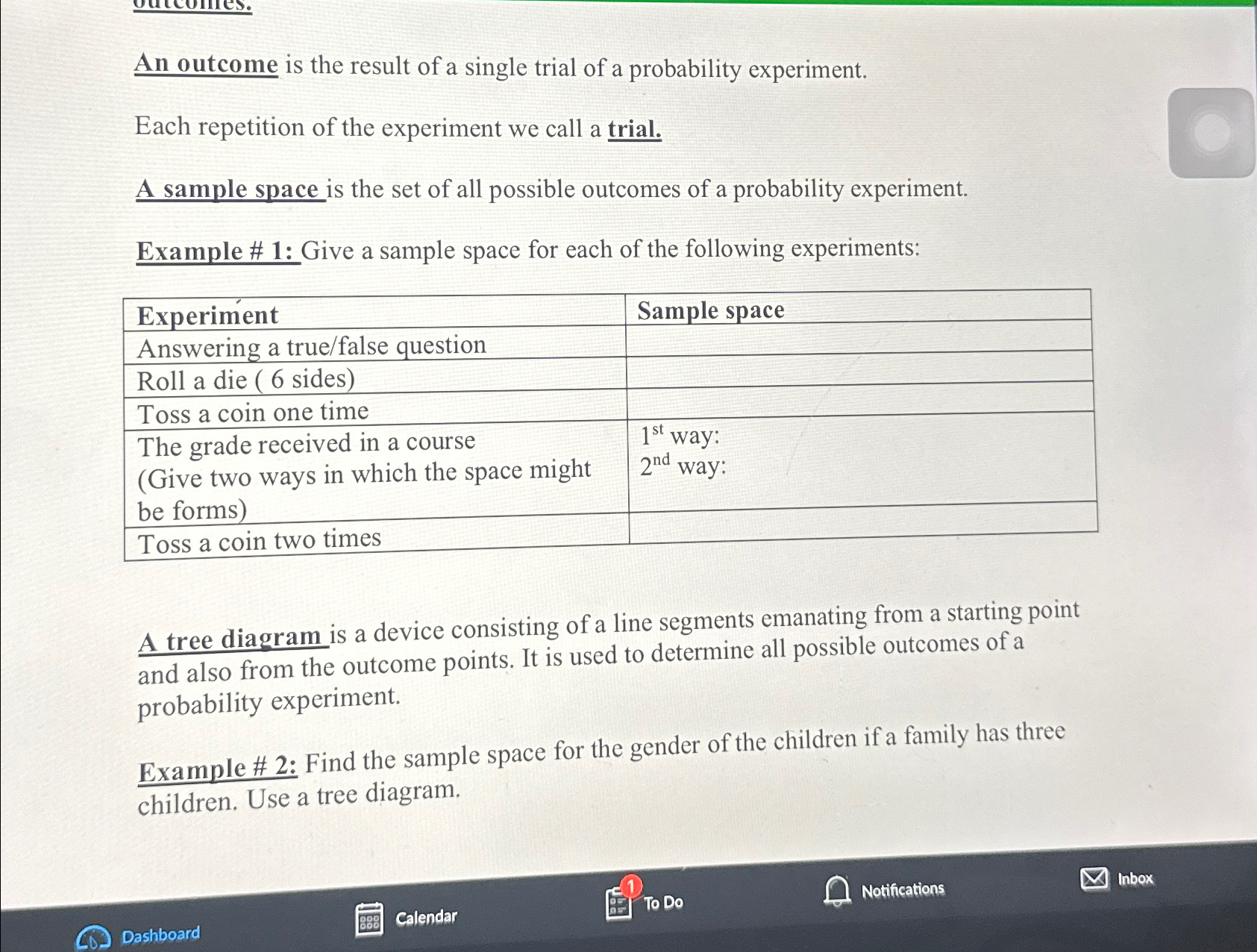 Solved An outcome is the result of a single trial of a | Chegg.com