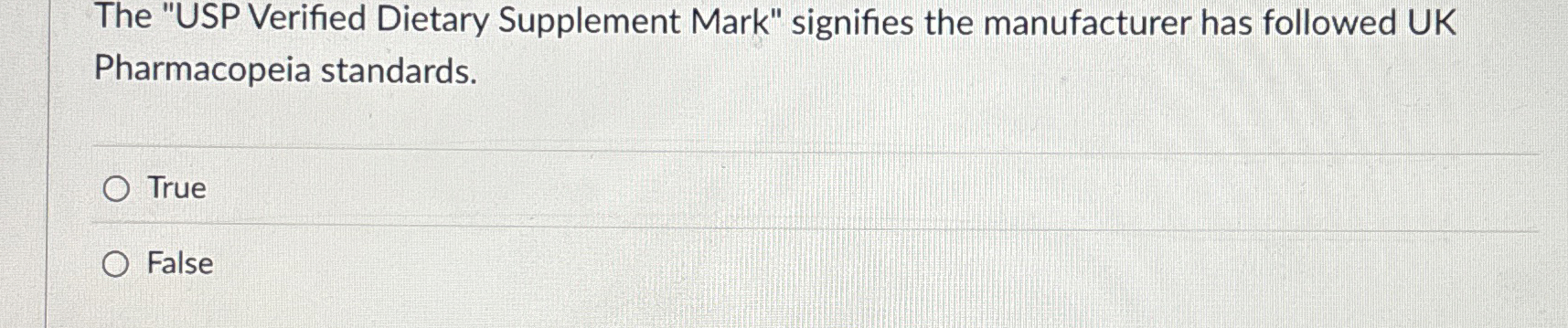 Solved The "USP Verified Dietary Supplement Mark" signifies | Chegg.com