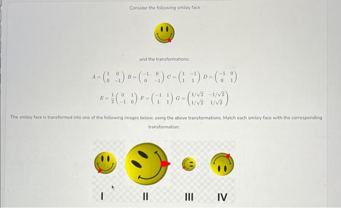 Solved Consider the following smiley face and the | Chegg.com