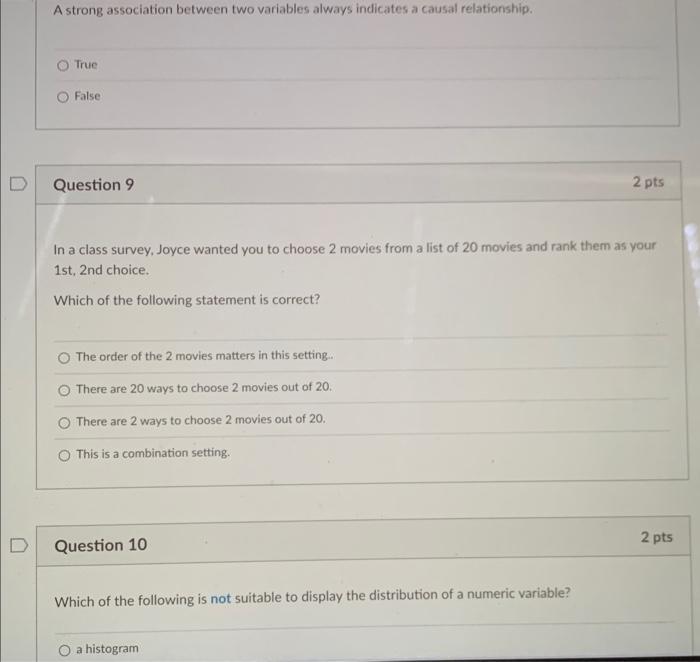 Solved A strong association between two variables always | Chegg.com