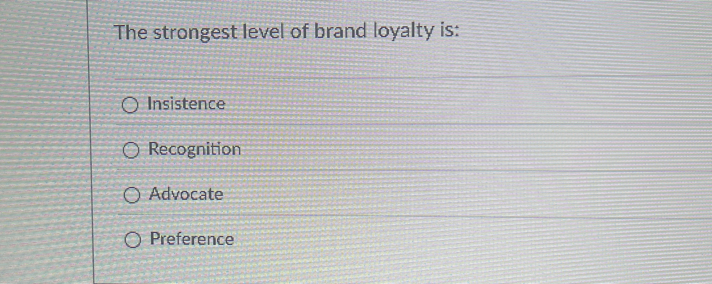 Solved The strongest level of brand loyalty | Chegg.com