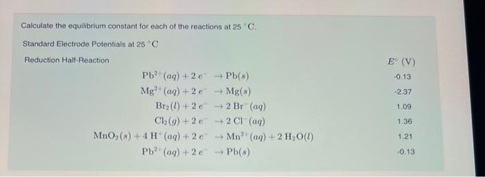 Solved Calculate the equilibrium constant for each of the | Chegg.com